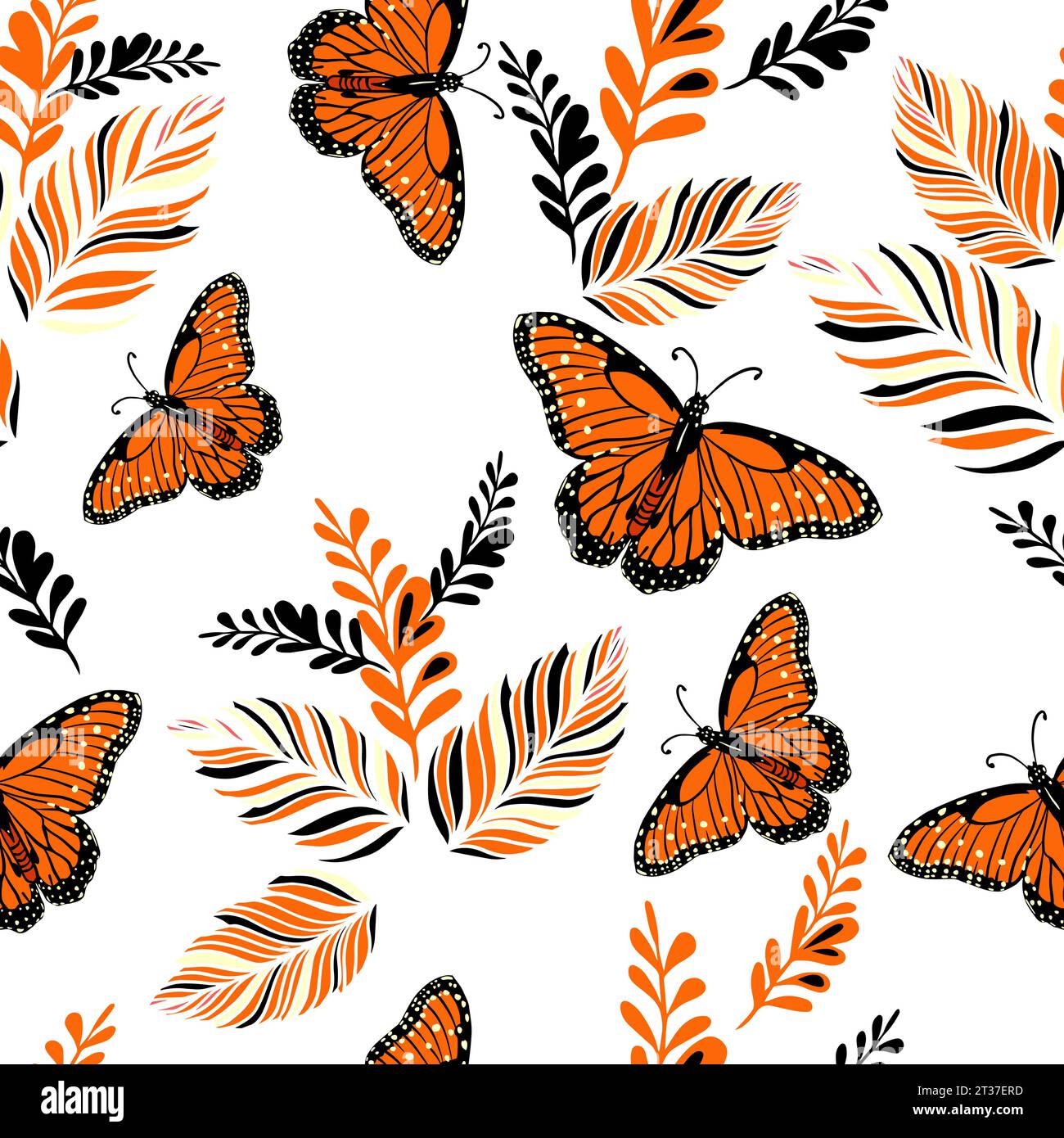 Seamless pattern orange butterflies. Fauna great for textile ...