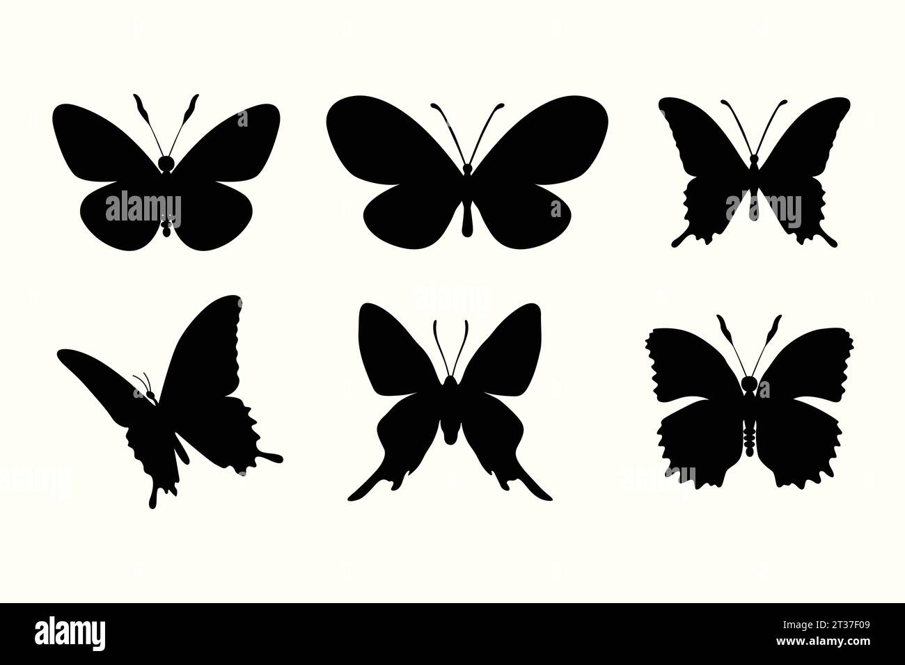 Icon and emblem of a butterfly in vector form and vector sillhouette ...