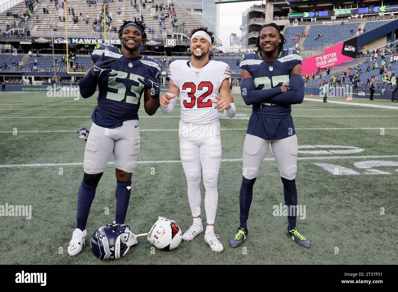 Seattle Seahawks linebacker Boye Mafe (53), Arizona Cardinals safety ...