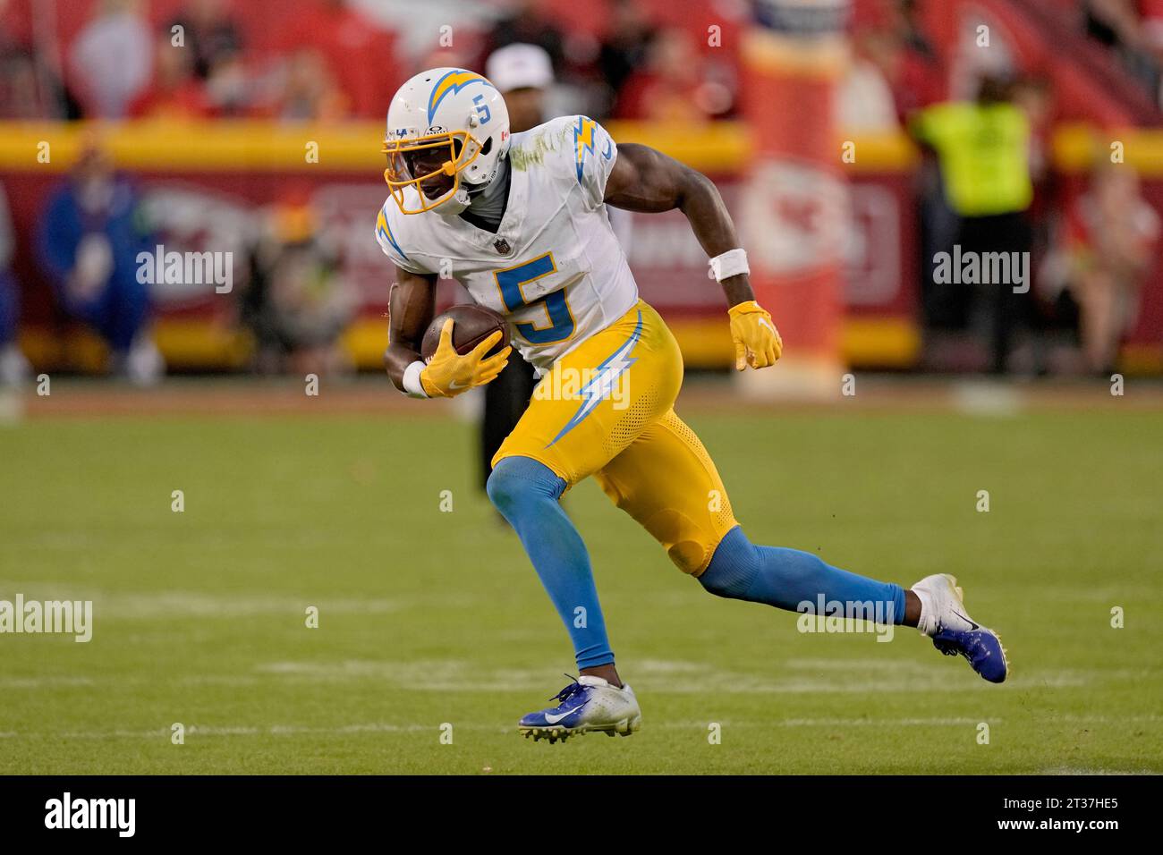 Los Angeles Chargers wide receiver Joshua Palmer runs during the first ...