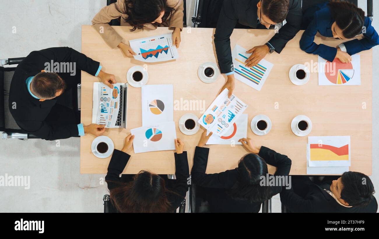 Business people group meeting shot from top view in office . Profession ...