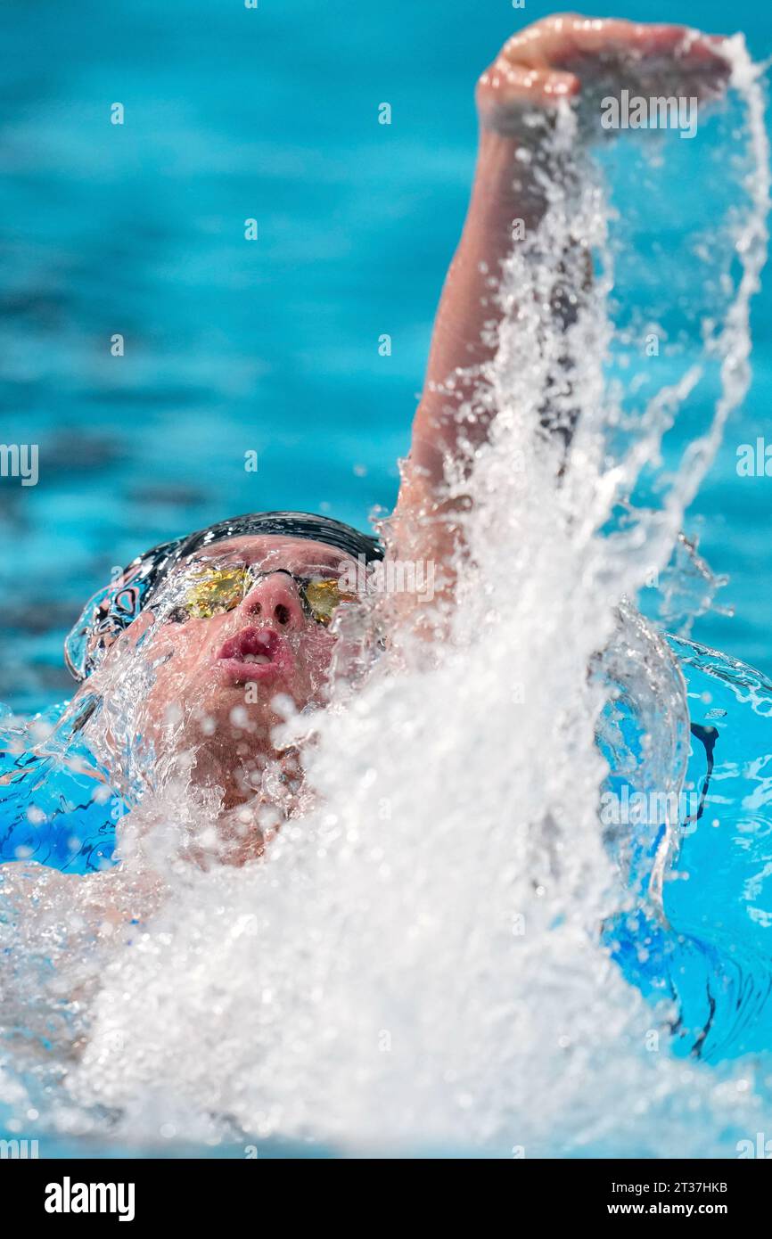 Adam Chaney of the United States swims to win the gold medal in the men ...