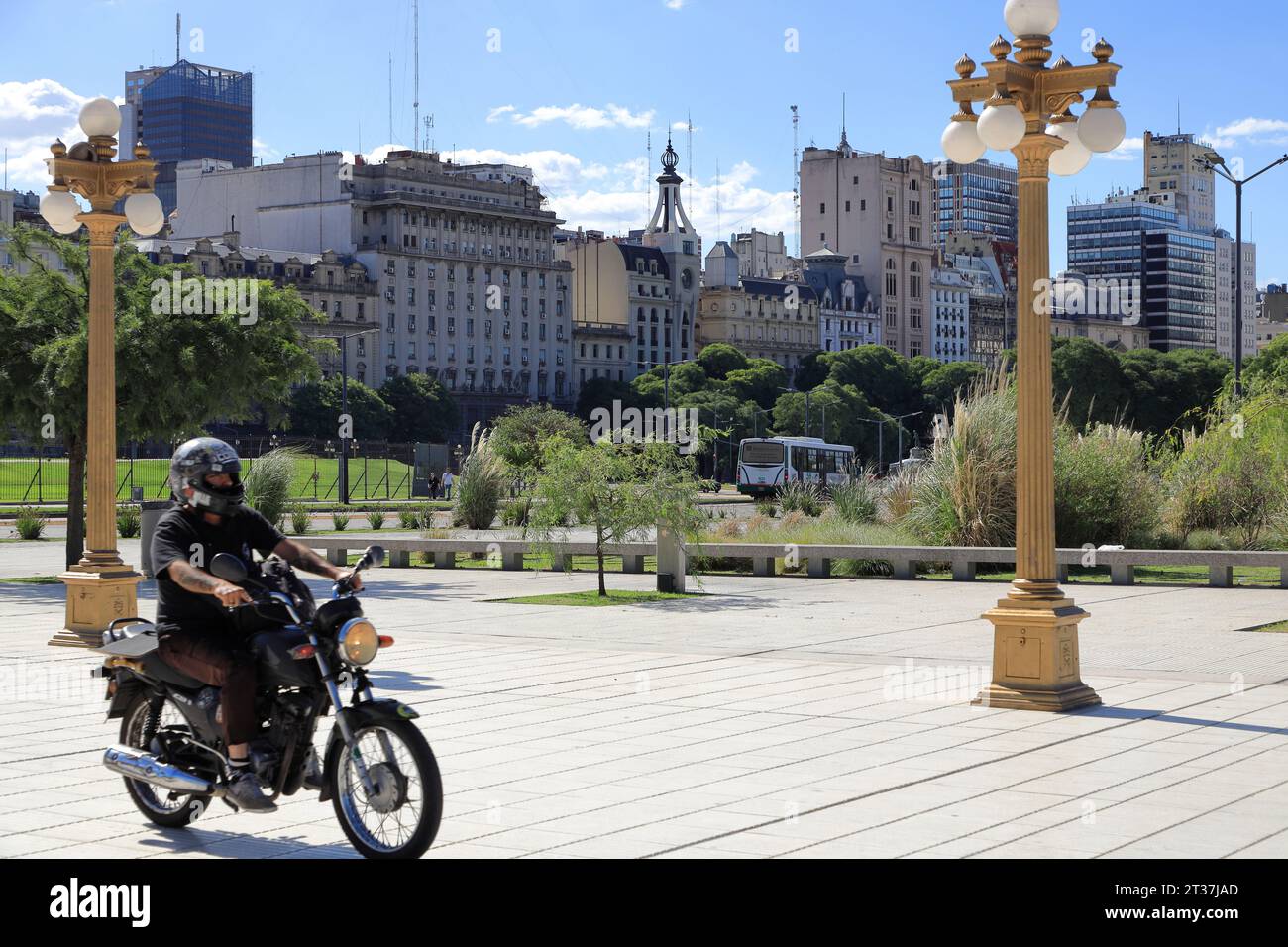 The cityscape of Monserrat district of Buenos Aires from stairs Paseo ...