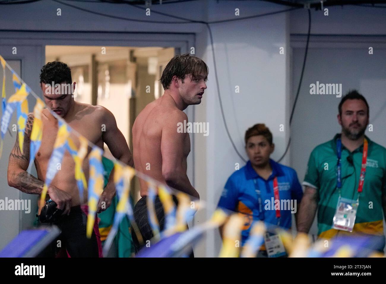 Adam Chaney of the United States leaves the pool after winning the gold ...