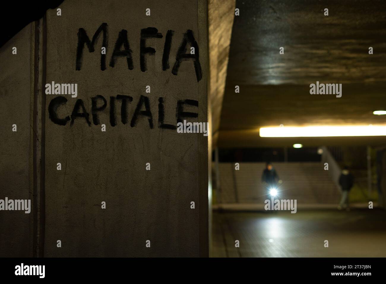 Warsaw, Poland. 23rd Oct, 2023. Graffiti reading 'Mafia capitale' is ...