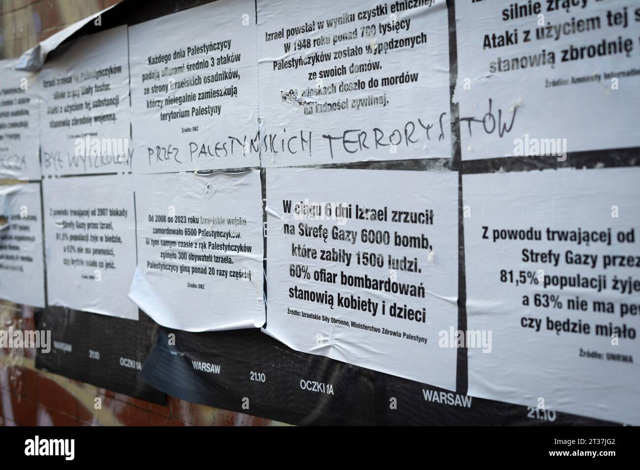 Warsaw, Poland. 23rd Oct, 2023. Atrocities and injustices suffered by ...