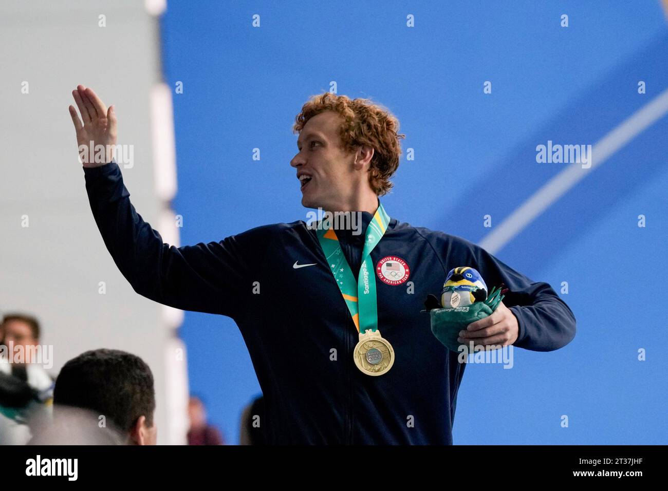 Jacob Foster of the United States celebrates with the gold medal during ...
