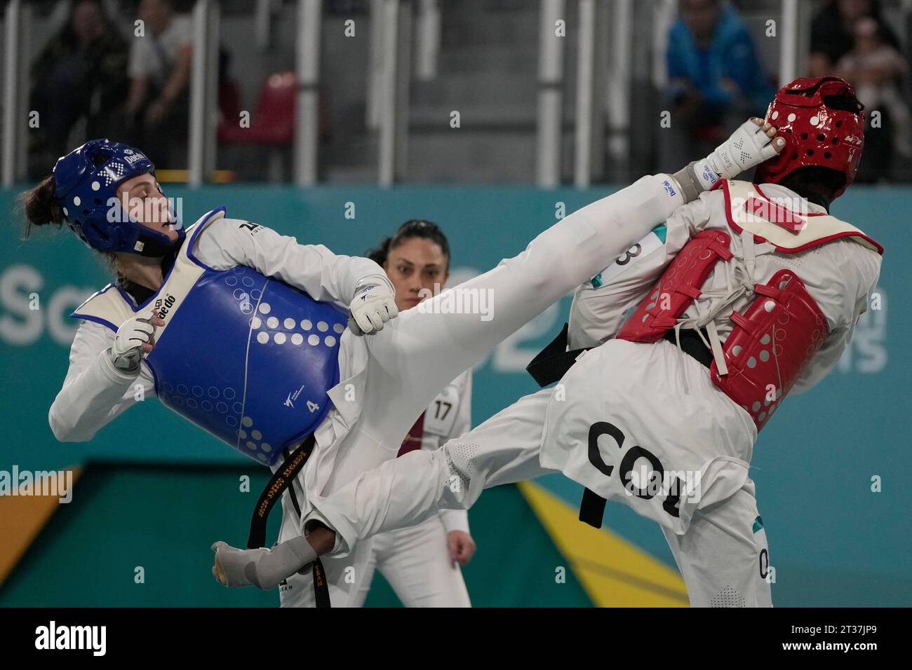 Mackenzie Gorman of the United States, left, fights with Colombia's ...