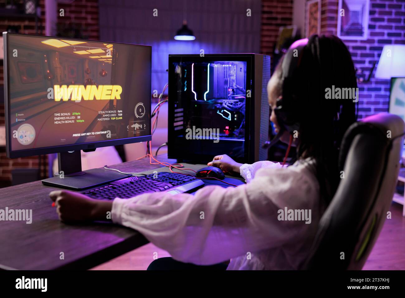 Gamer feeling relieved after finally winning last spaceship videogame ...