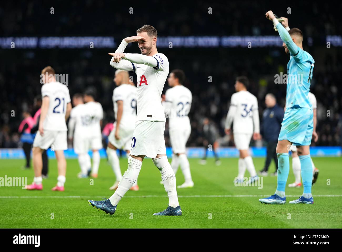 Tottenham Hotspur's James Maddison celebrates following the Premier ...