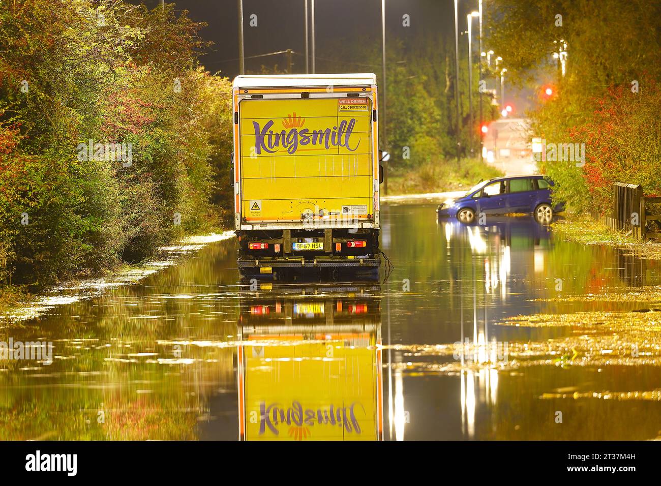 A Kingsmill lorry stuck in floods on Barnsdale Road near Castleford in ...