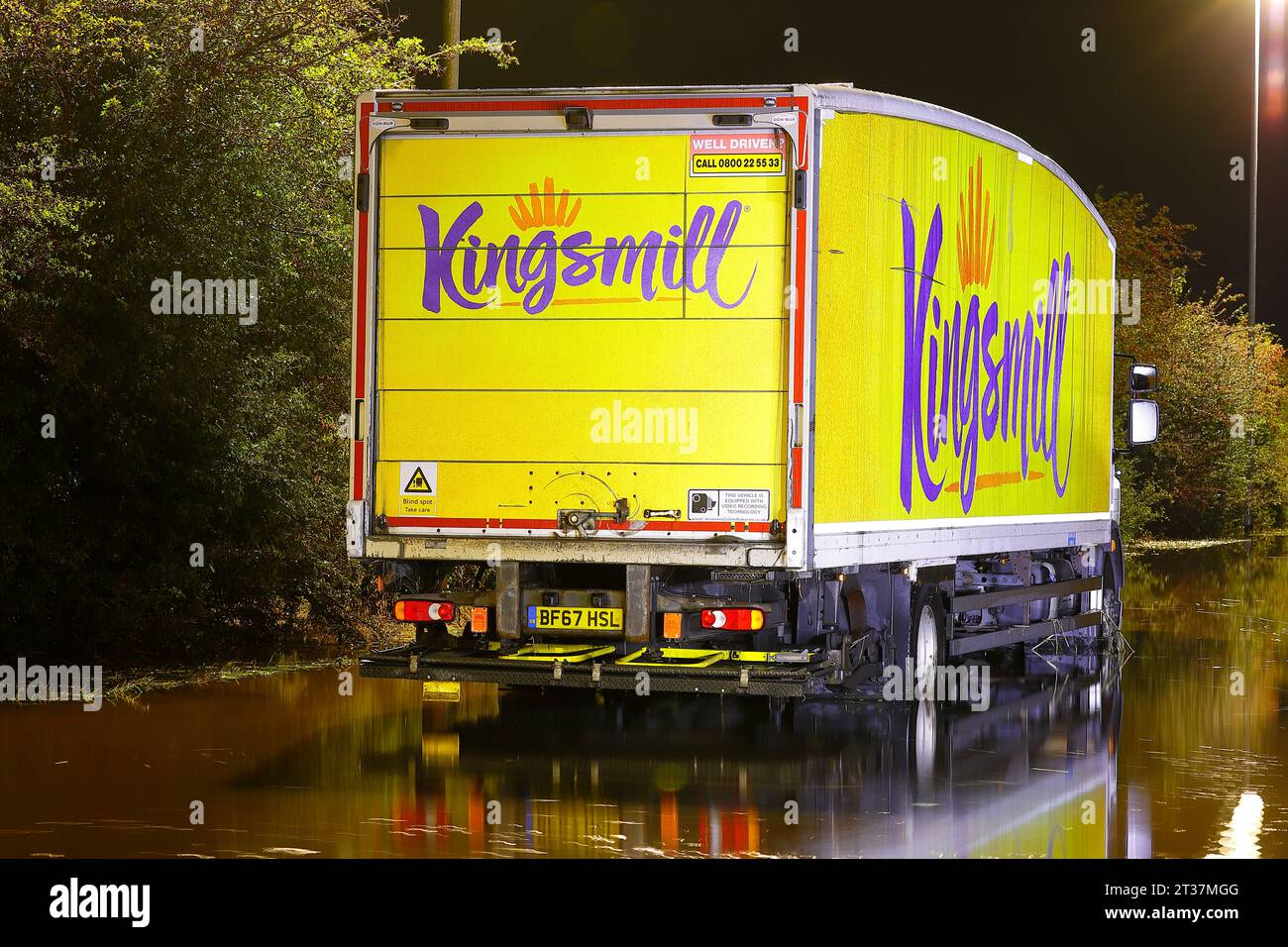 A Kingsmill lorry stuck in floods on Barnsdale Road near Castleford in ...