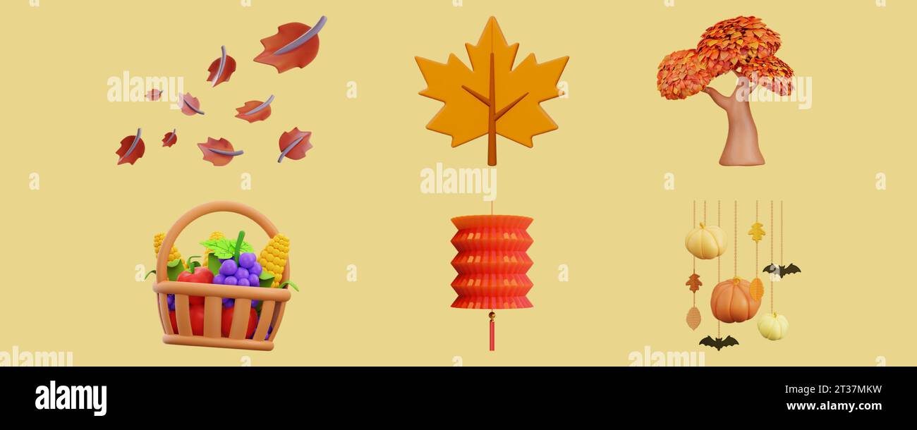 autumn collection 3D vector Stock Vector Image & Art - Alamy