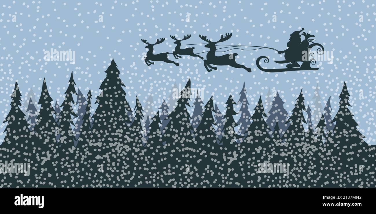 Abstract santa in a snowy forest. hand drawing. Not AI, Illustrat3 ...