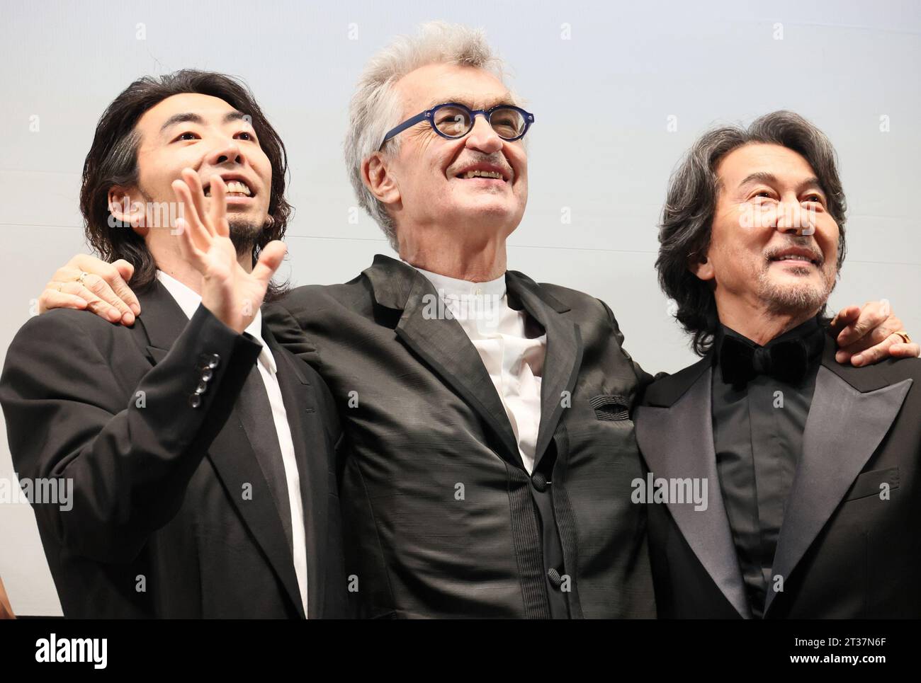 Tokyo, Japan. 23rd Oct, 2023. German film director Wim Wenders (C ...