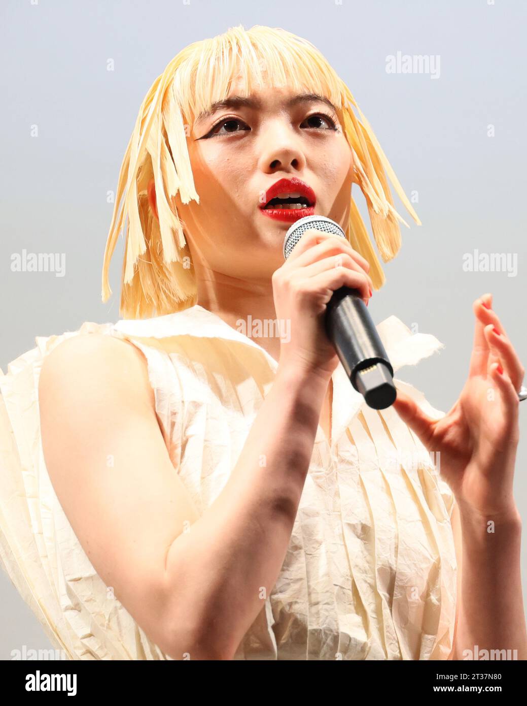 Tokyo, Japan. 23rd Oct, 2023. Japanese actress Aoi Yamada speaks as her ...
