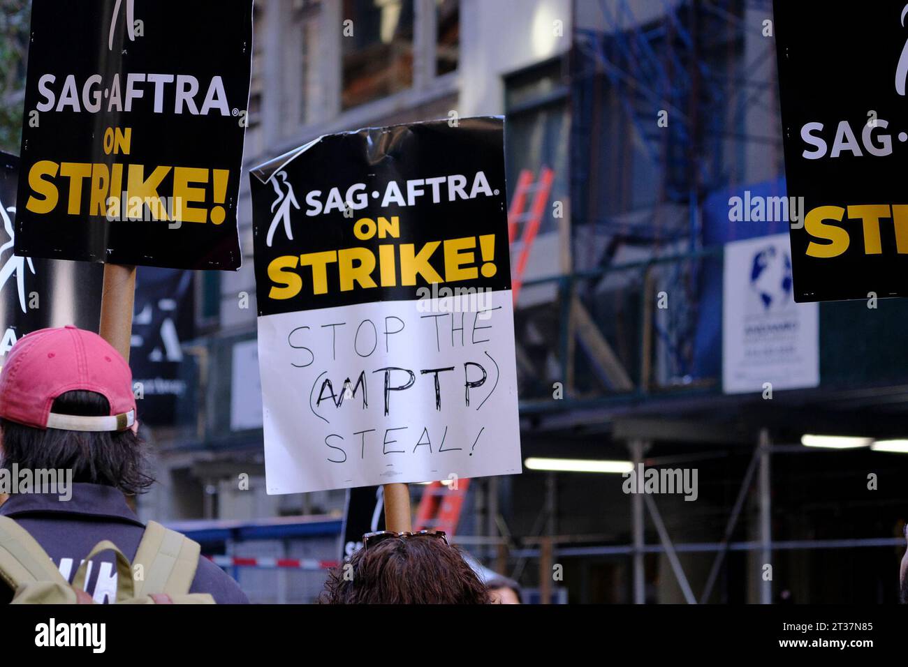 New York City, NY-October 23rd Demostrators walk the Sag-Aftra picket ...
