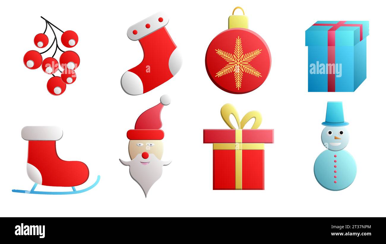 Vector set of modern line colored Christmas icons and symbols ...