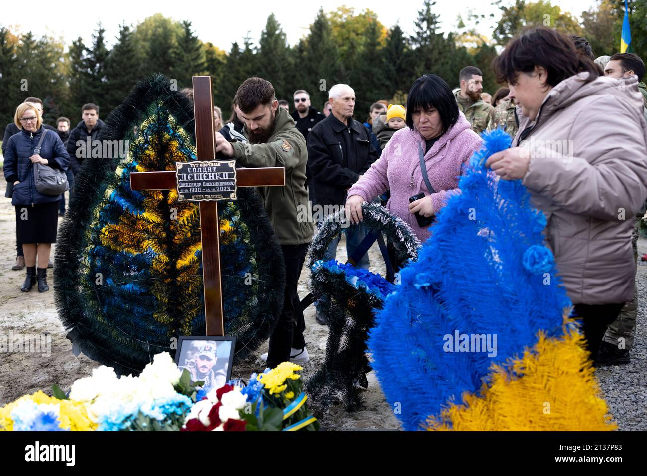 Lviv, Ukraine. 23rd Oct, 2023. Families and relatives of the fallen ...