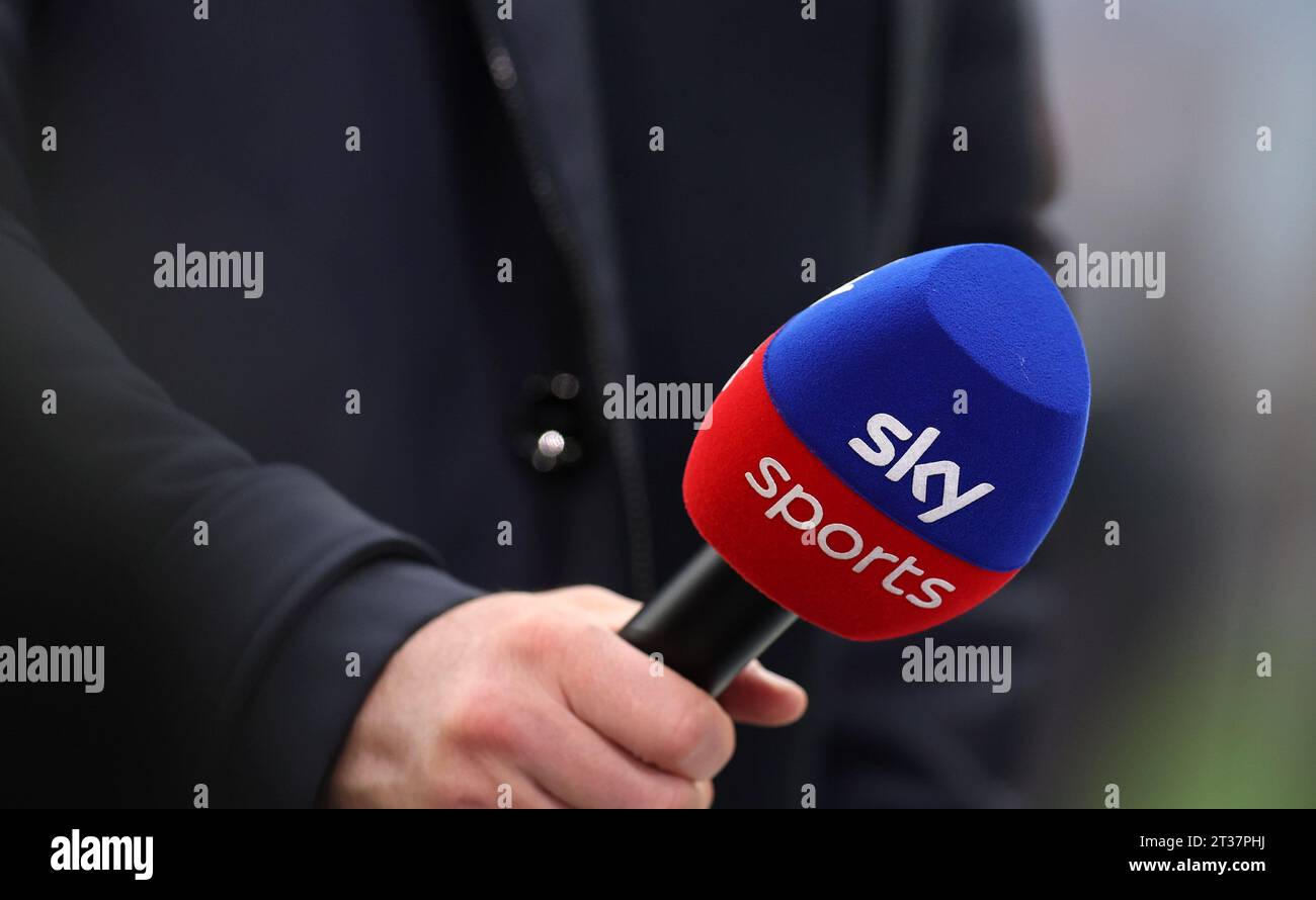 Birmingham, UK. 22nd Oct, 2023. Detailed view of a Sky Sports broadcast ...