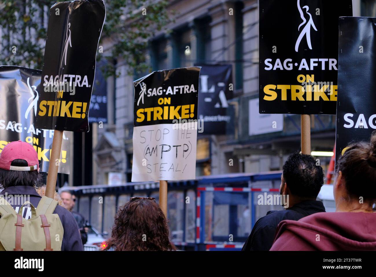 New York City, NY-October 23rd Demostrators walk the Sag-Aftra picket ...