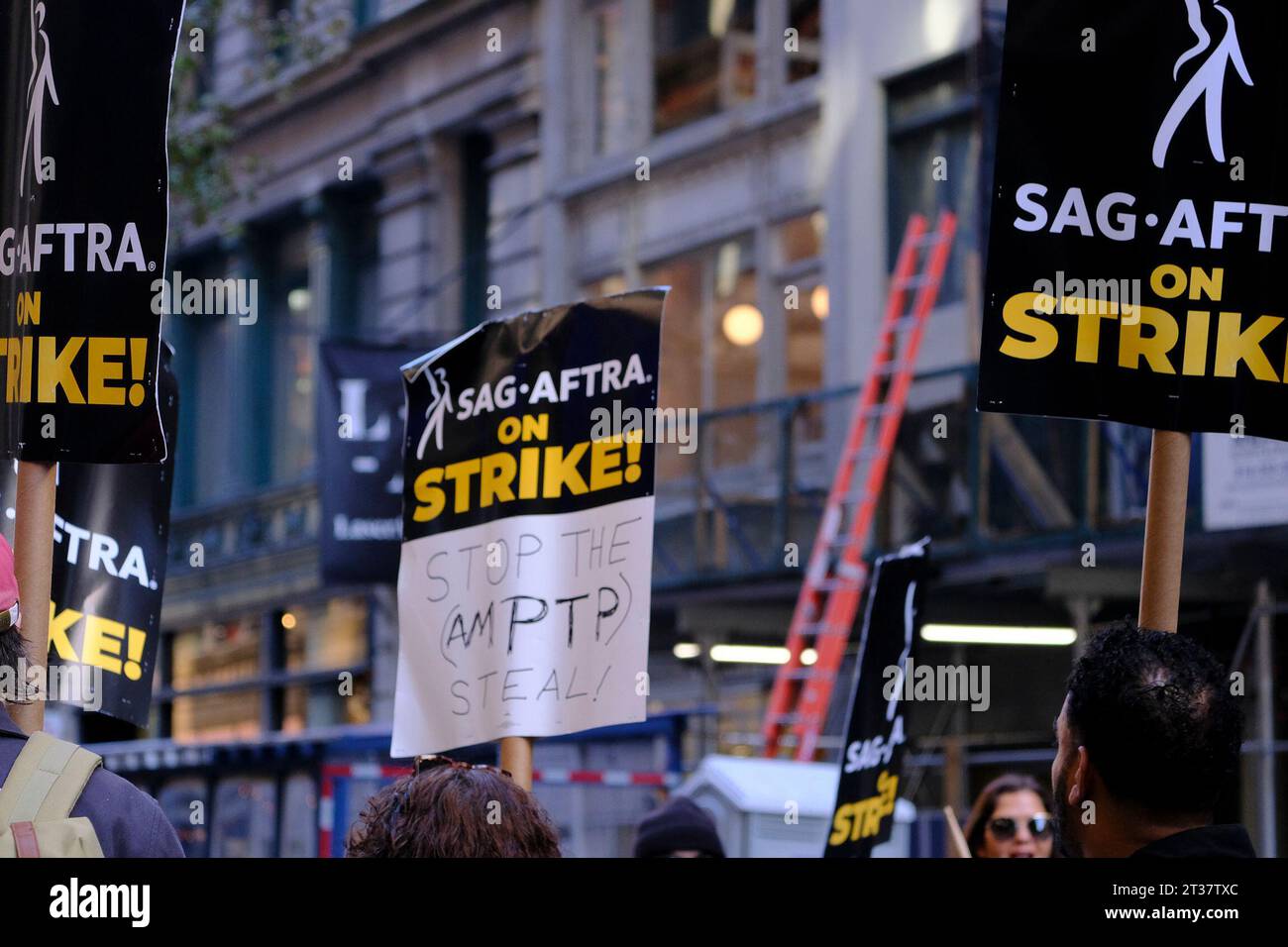 New York City, NY-October 23rd Demostrators walk the Sag-Aftra picket ...