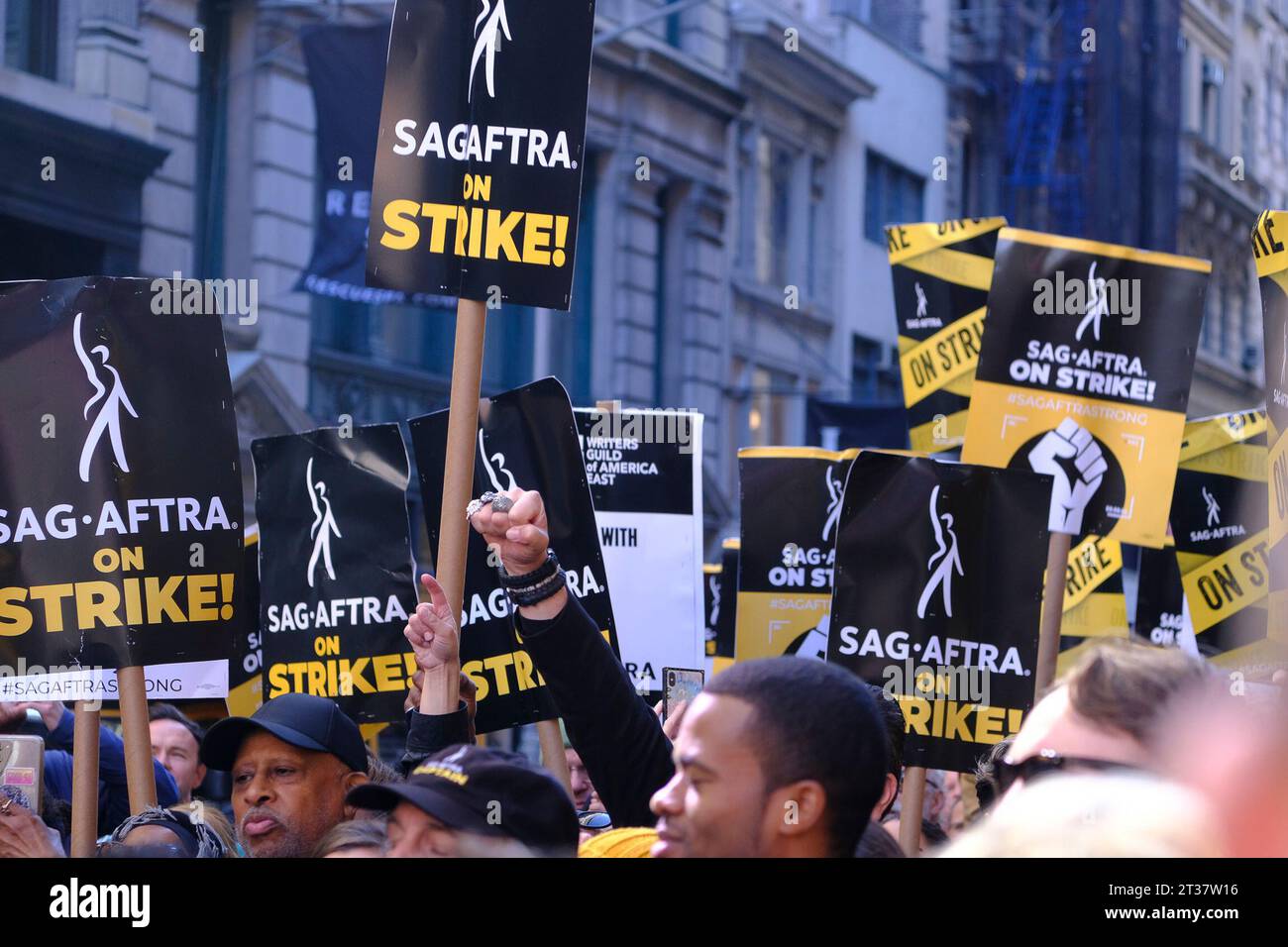 New York City, NY-October 23rd Demostrators walk the Sag-Aftra picket ...