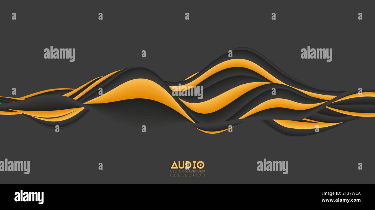 Sound wave visualiztion. 3D solid waveform. Voice sample pattern Stock ...