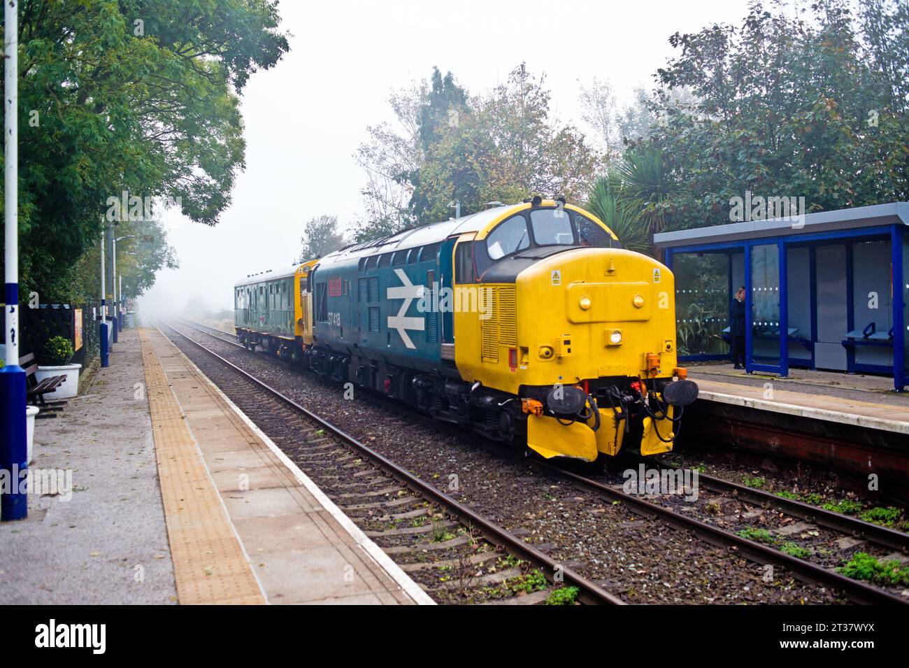 Class 37418 with inspection saloon Caroline at Poppleton railway ...