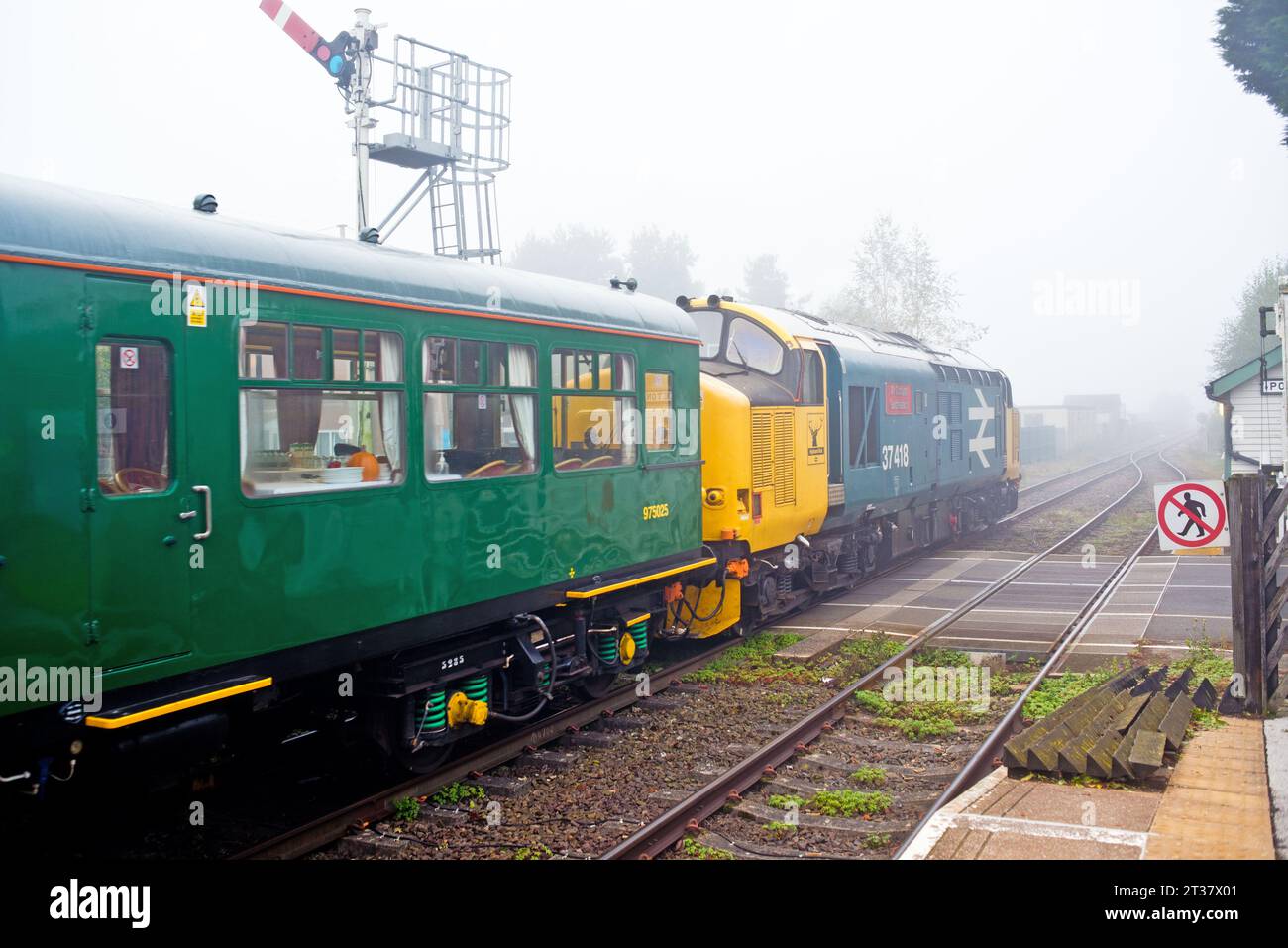 Class 37418 with inspection saloon Caroline at Poppleton railway ...