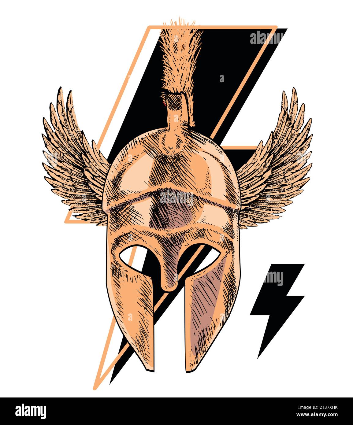 T-shirt design of a winged Spartan helmet with the symbol of ...