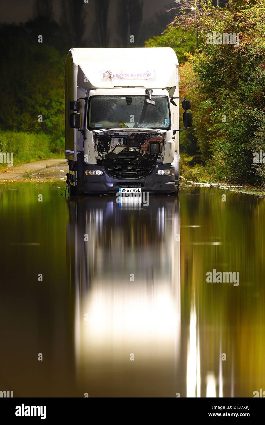 A Kingsmill lorry stuck in floods on Barnsdale Road near Castleford in ...