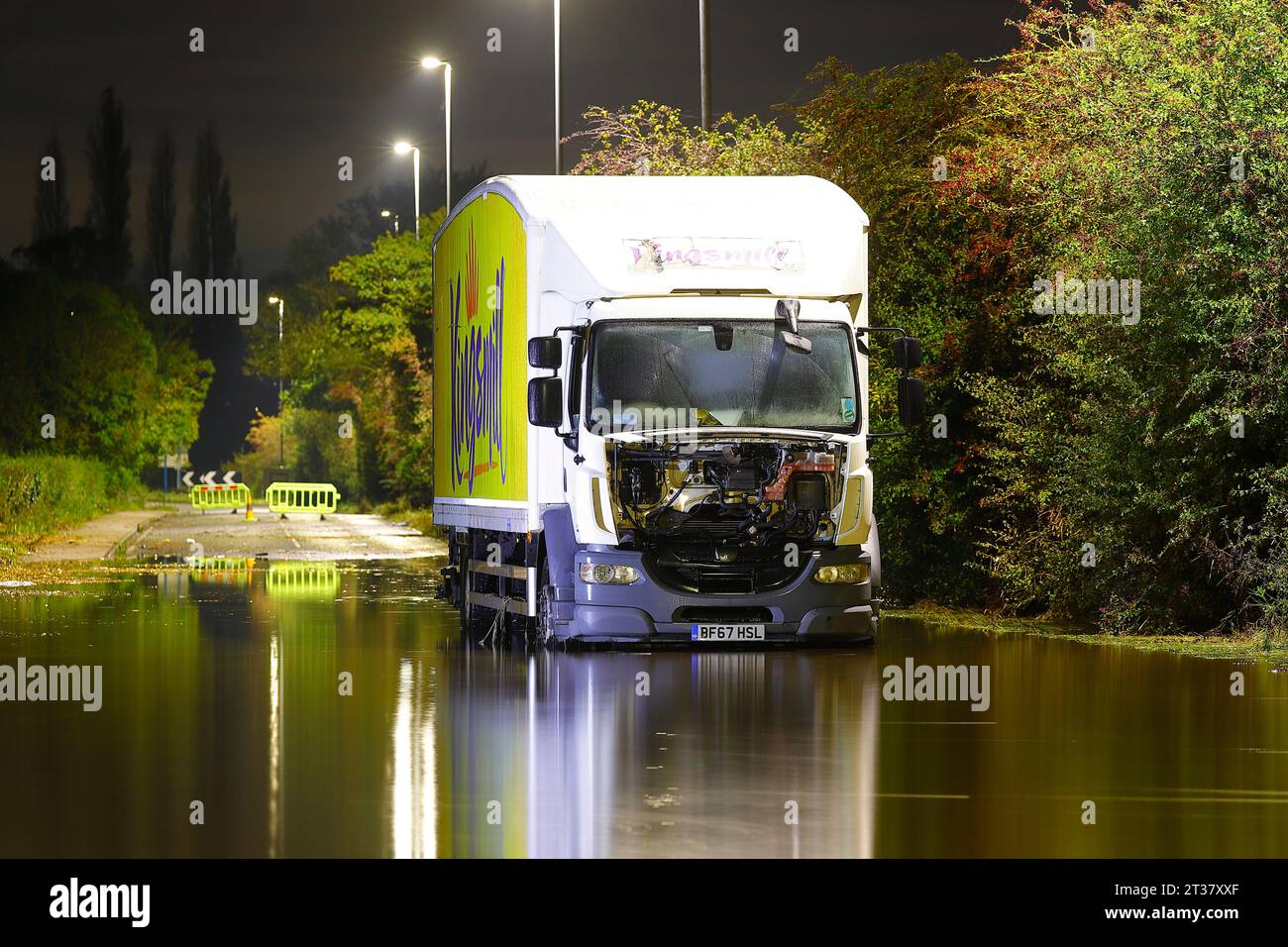 A Kingsmill lorry stuck in floods on Barnsdale Road near Castleford in ...