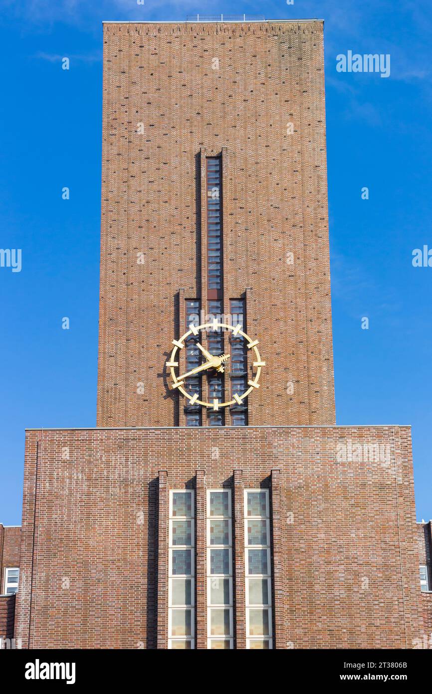 Clock tower of the historic town hall building in Wilhelmshaven ...