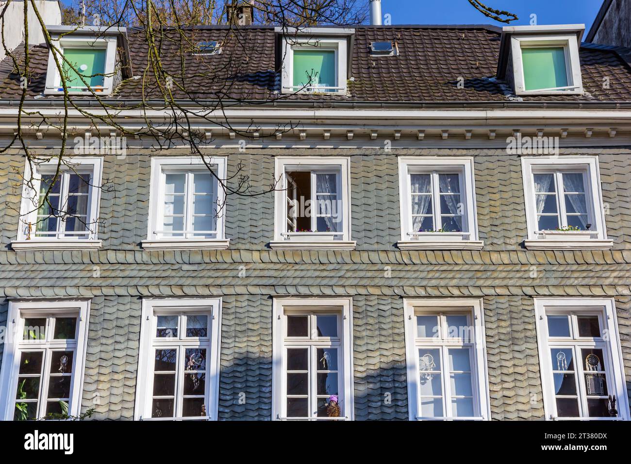 House with a typical german wooden facade in Wuppertal Elberfeld ...