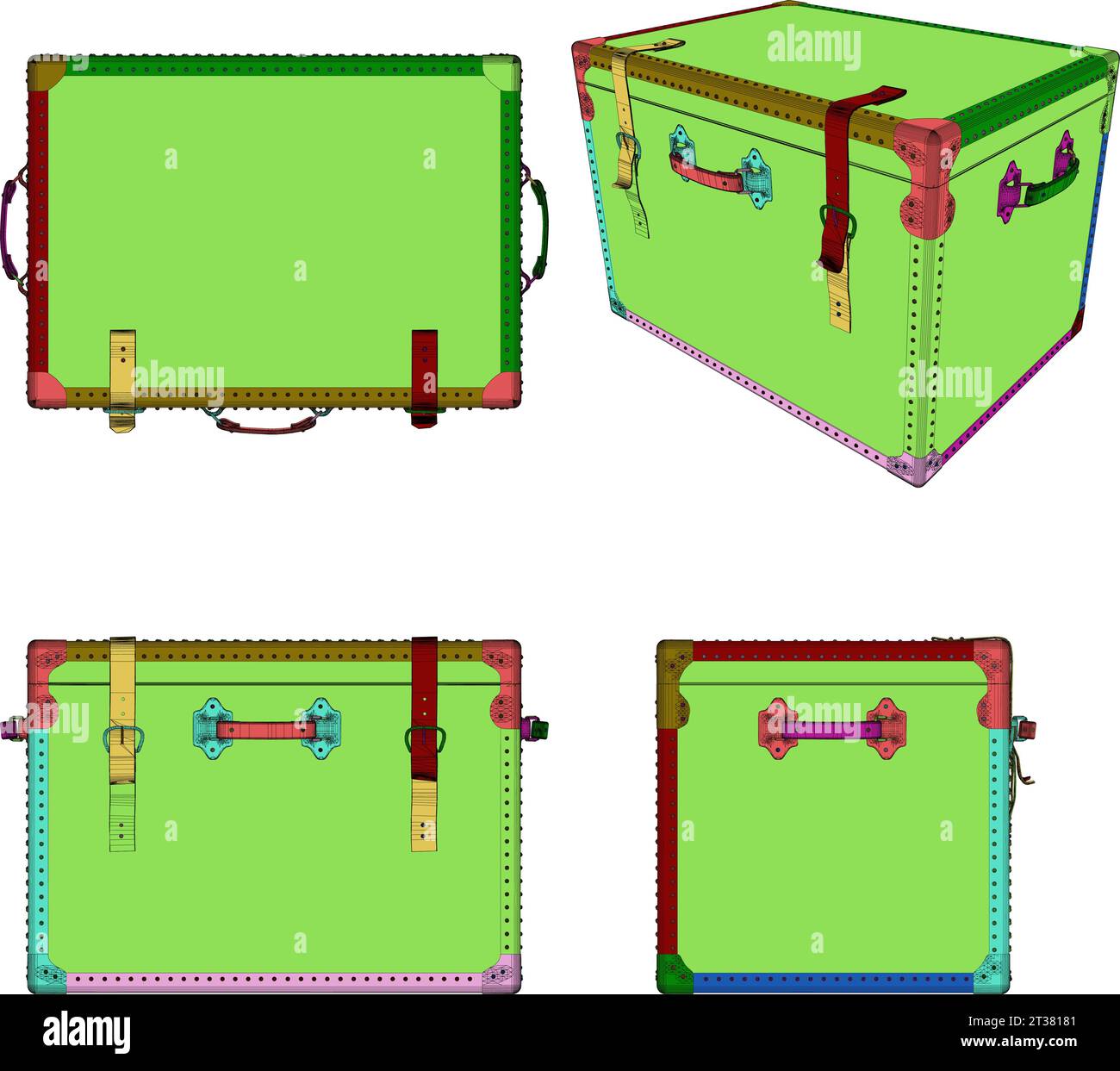 Retro Leather Chest Box Vector. Illustration Of Construction Isolated ...