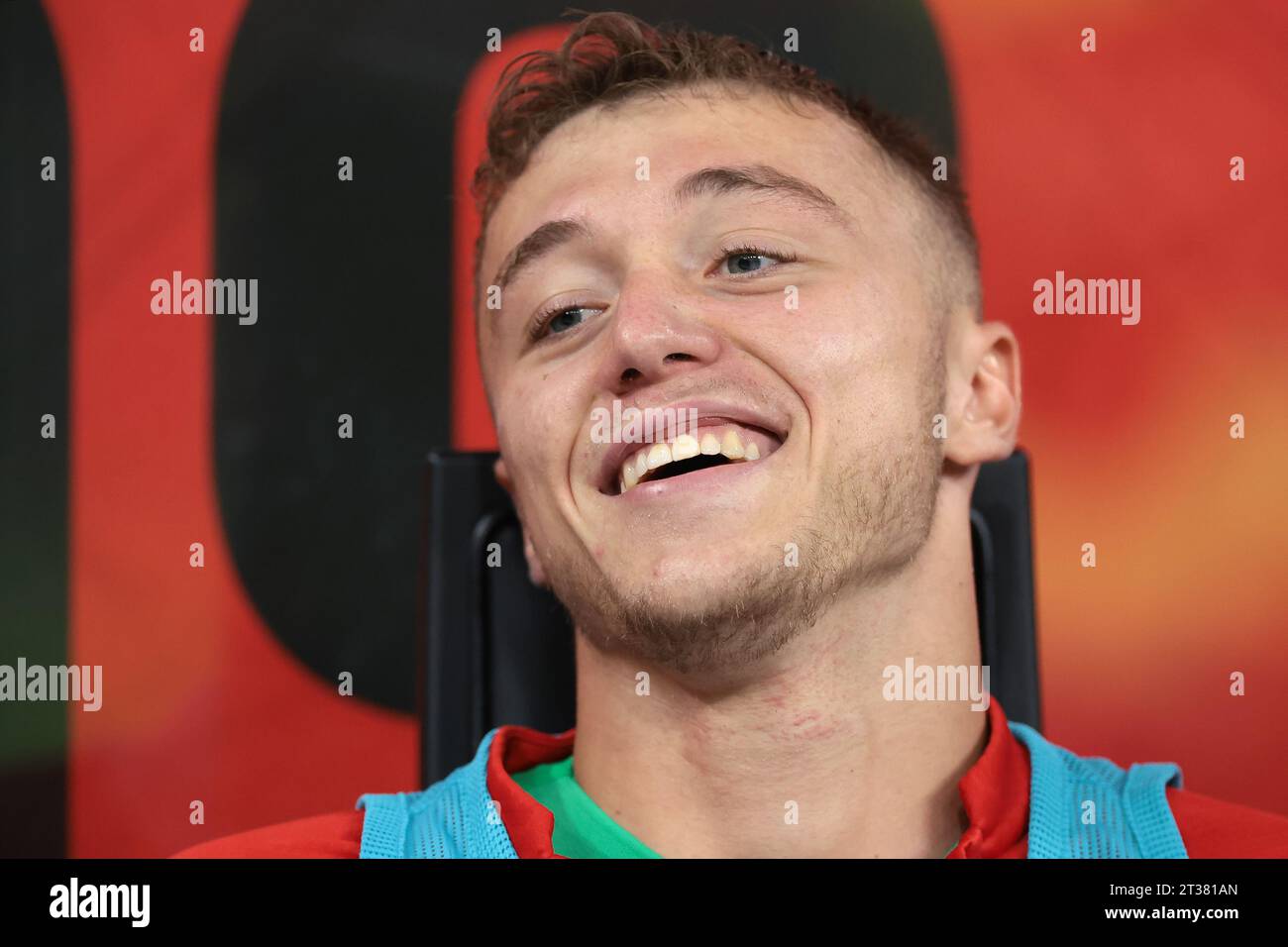 Milan, Italy. 22nd Oct, 2023. Lapo Nava of AC Milan reacts on the bench ...