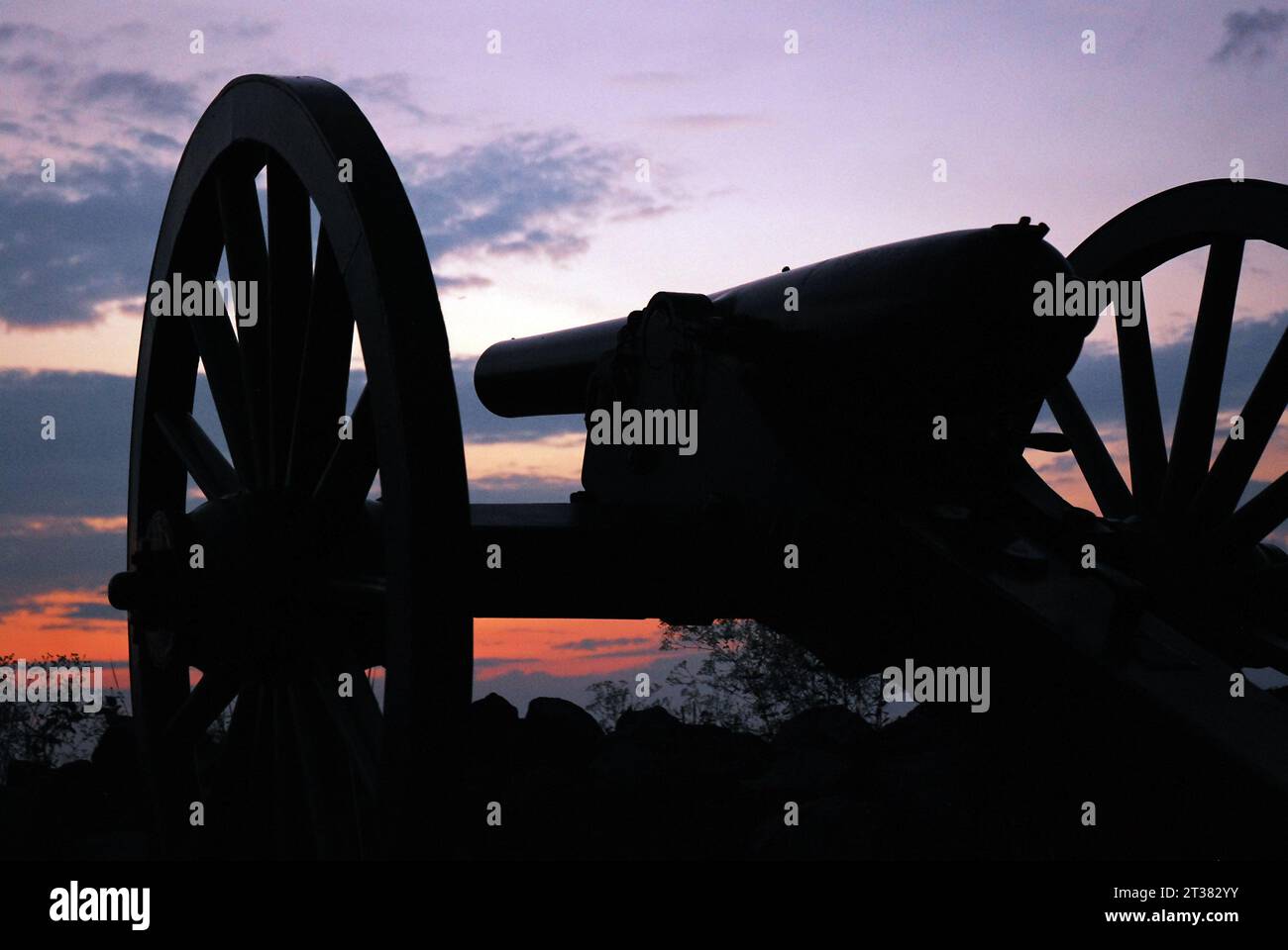 A sunset sky at the Gettysburg National Military park renders an ...