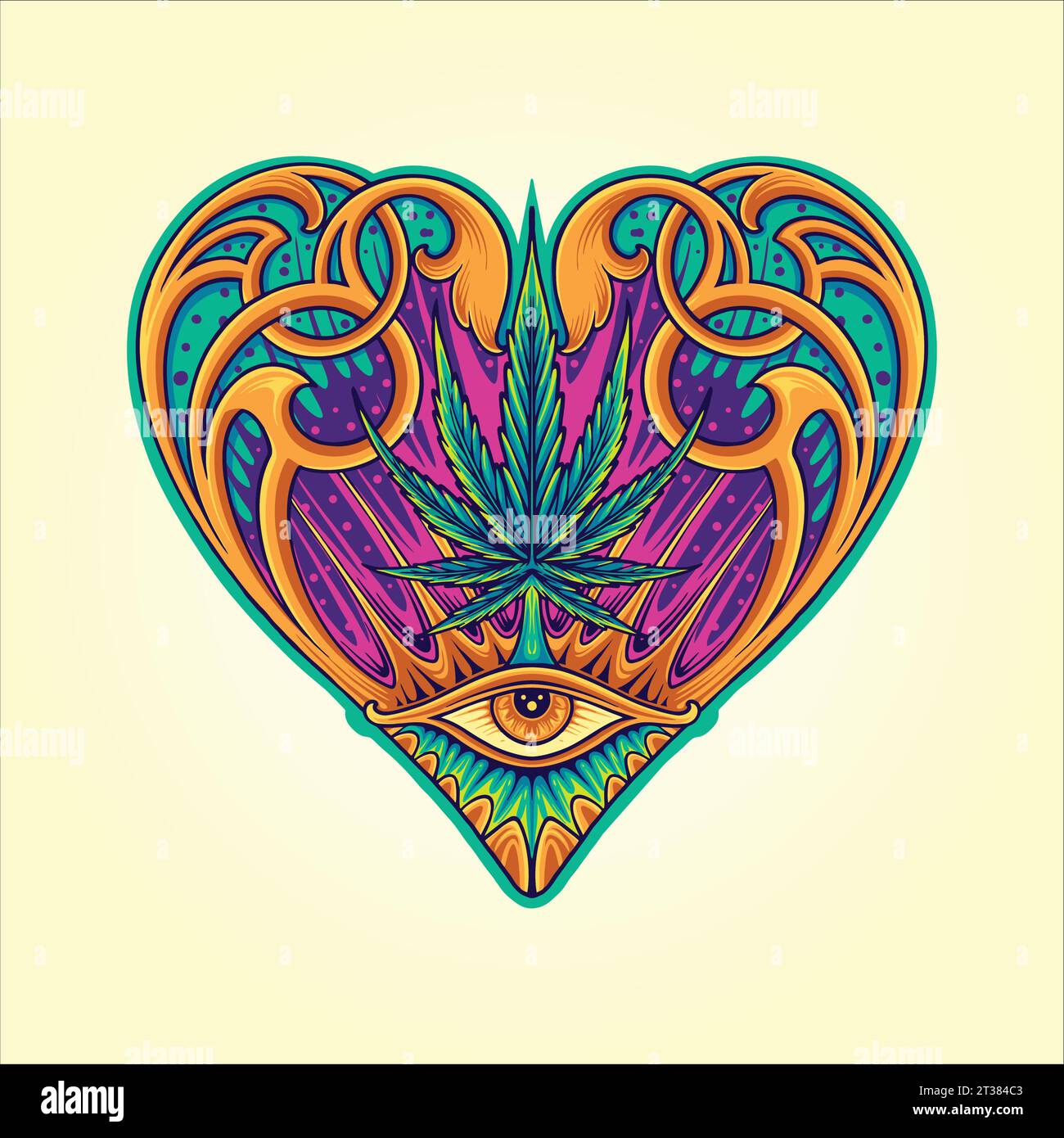Natural elegant ornamental heart weed vector illustrations for your ...