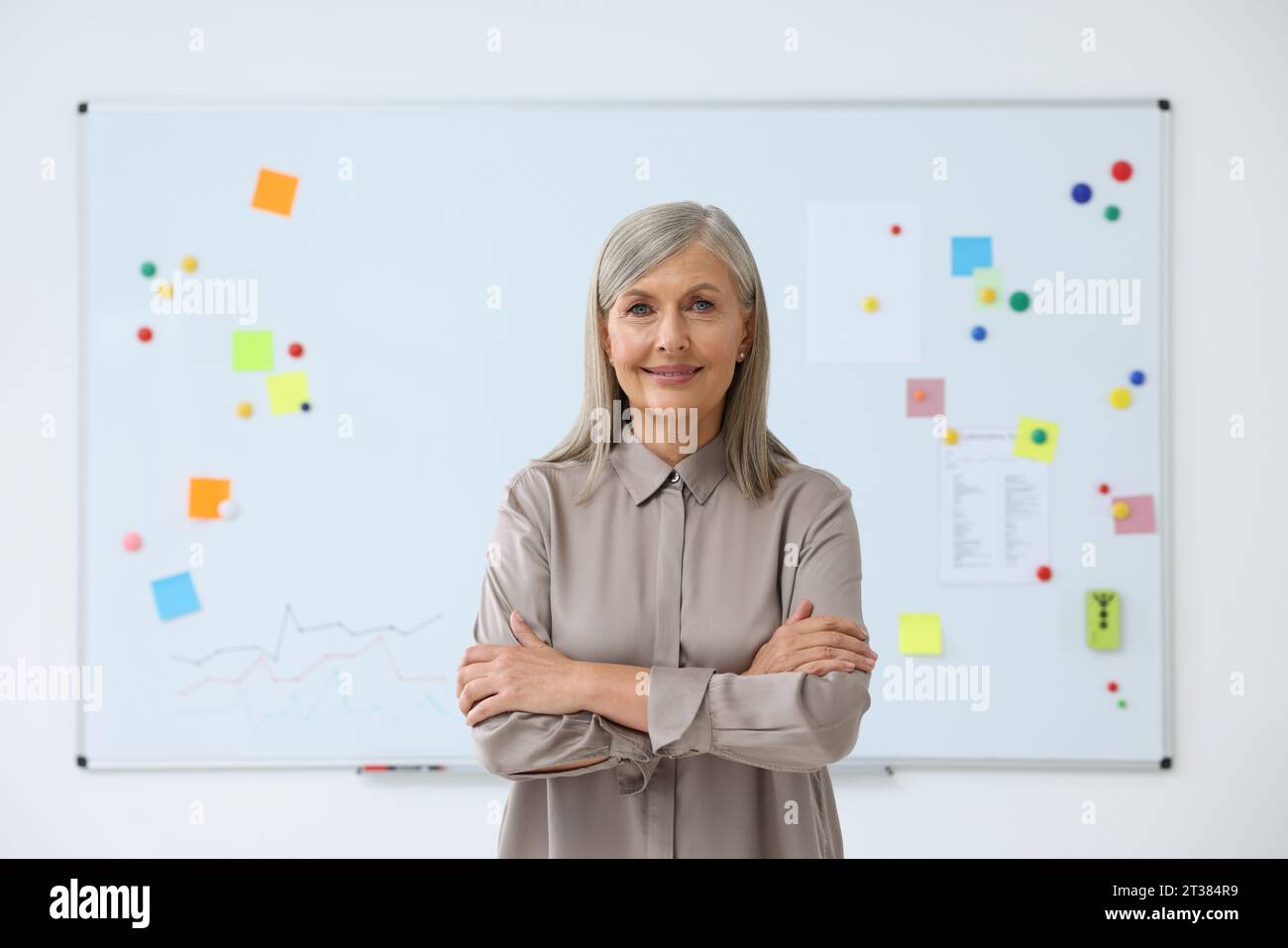 Portrait of happy professor near whiteboard indoors Stock Photo - Alamy