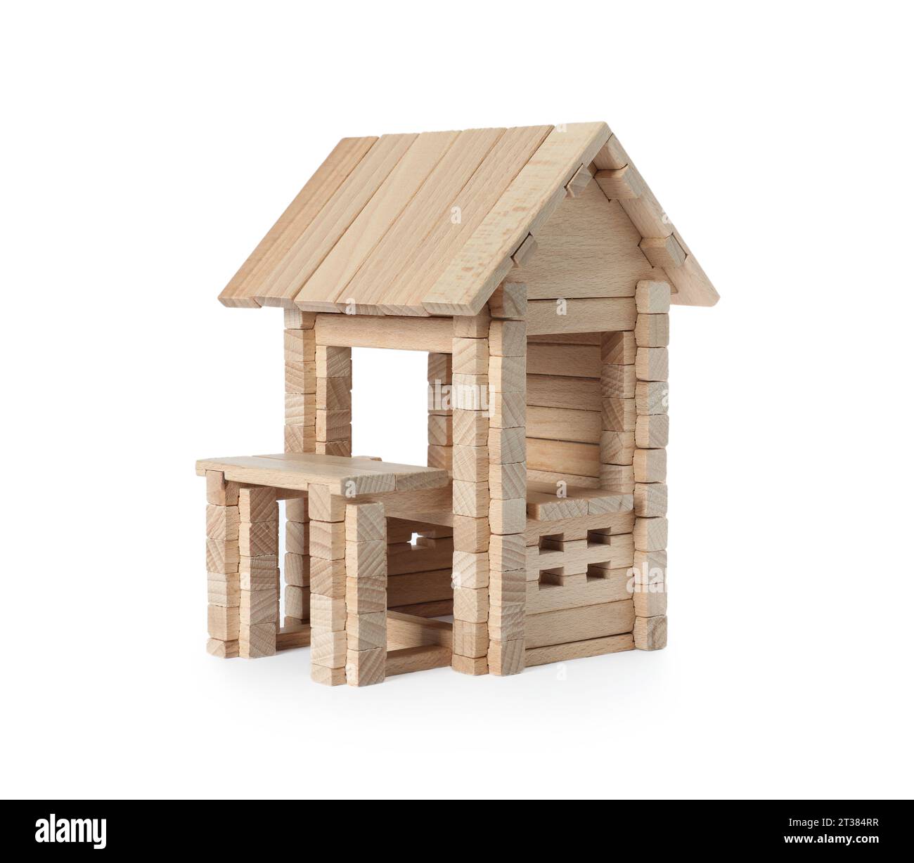 Wooden building isolated on white. Children's toy Stock Photo - Alamy
