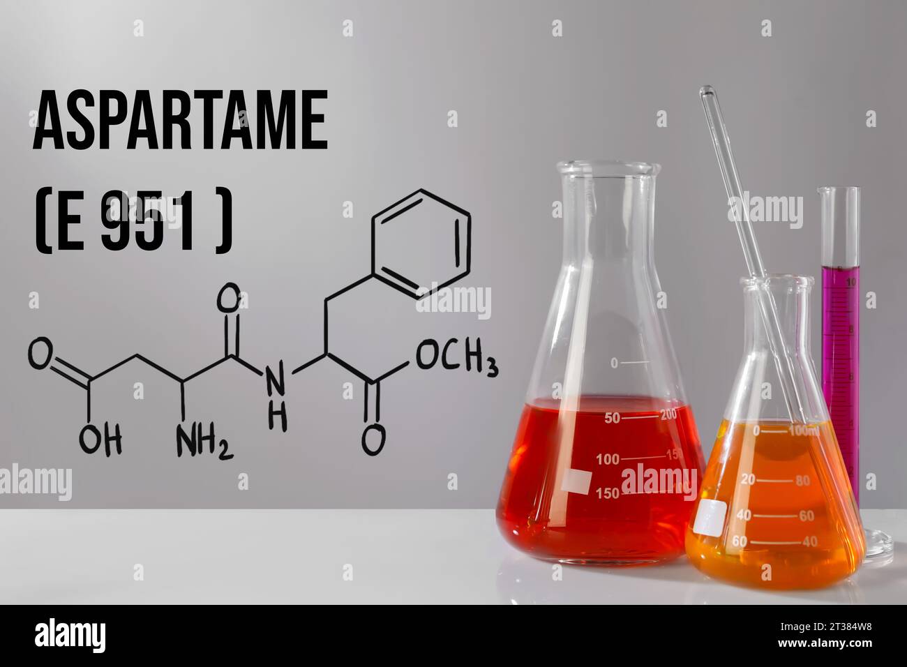 Chemical structural formula of aspartame (E951) and laboratory ...