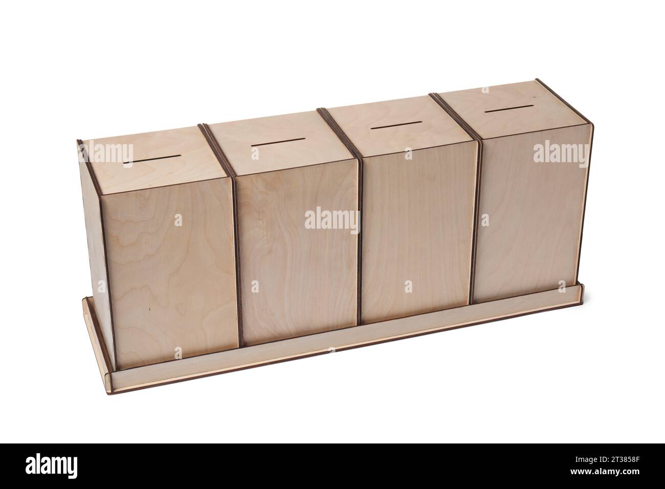Wooden ballot boxes isolated on white. Election time Stock Photo - Alamy