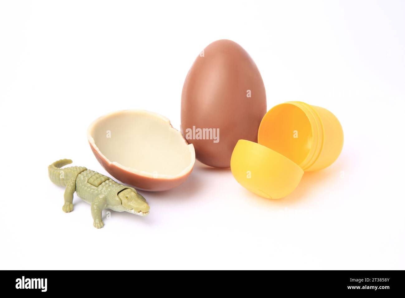 Slynchev Bryag, Bulgaria - May 24, 2023: Halves of Kinder Surprise Egg ...