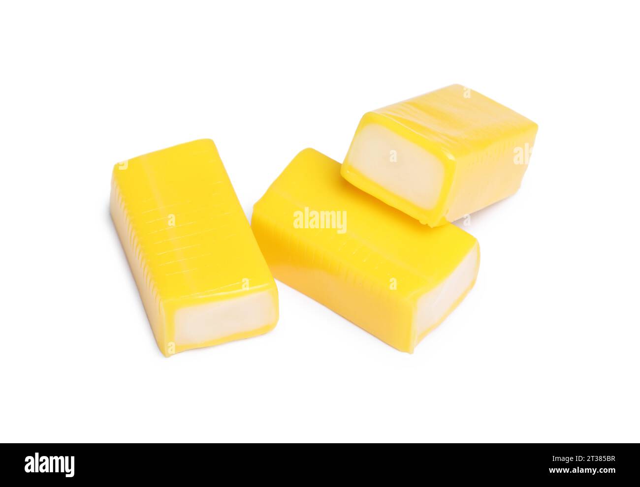 Tasty yellow bubble gums isolated on white Stock Photo - Alamy