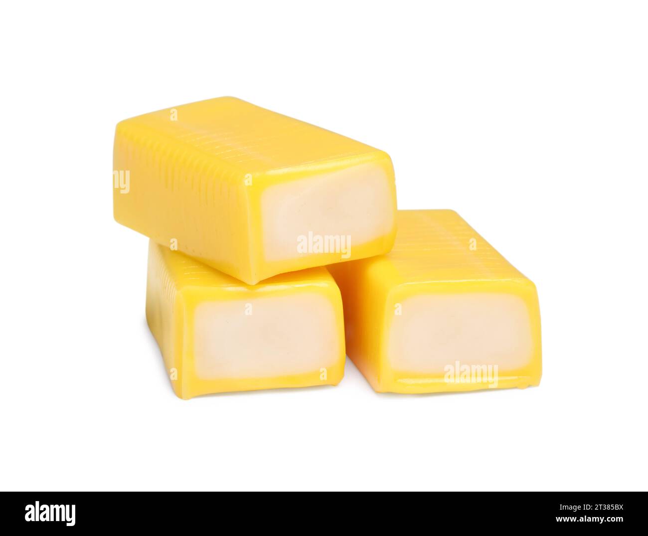 Tasty yellow bubble gums isolated on white Stock Photo - Alamy