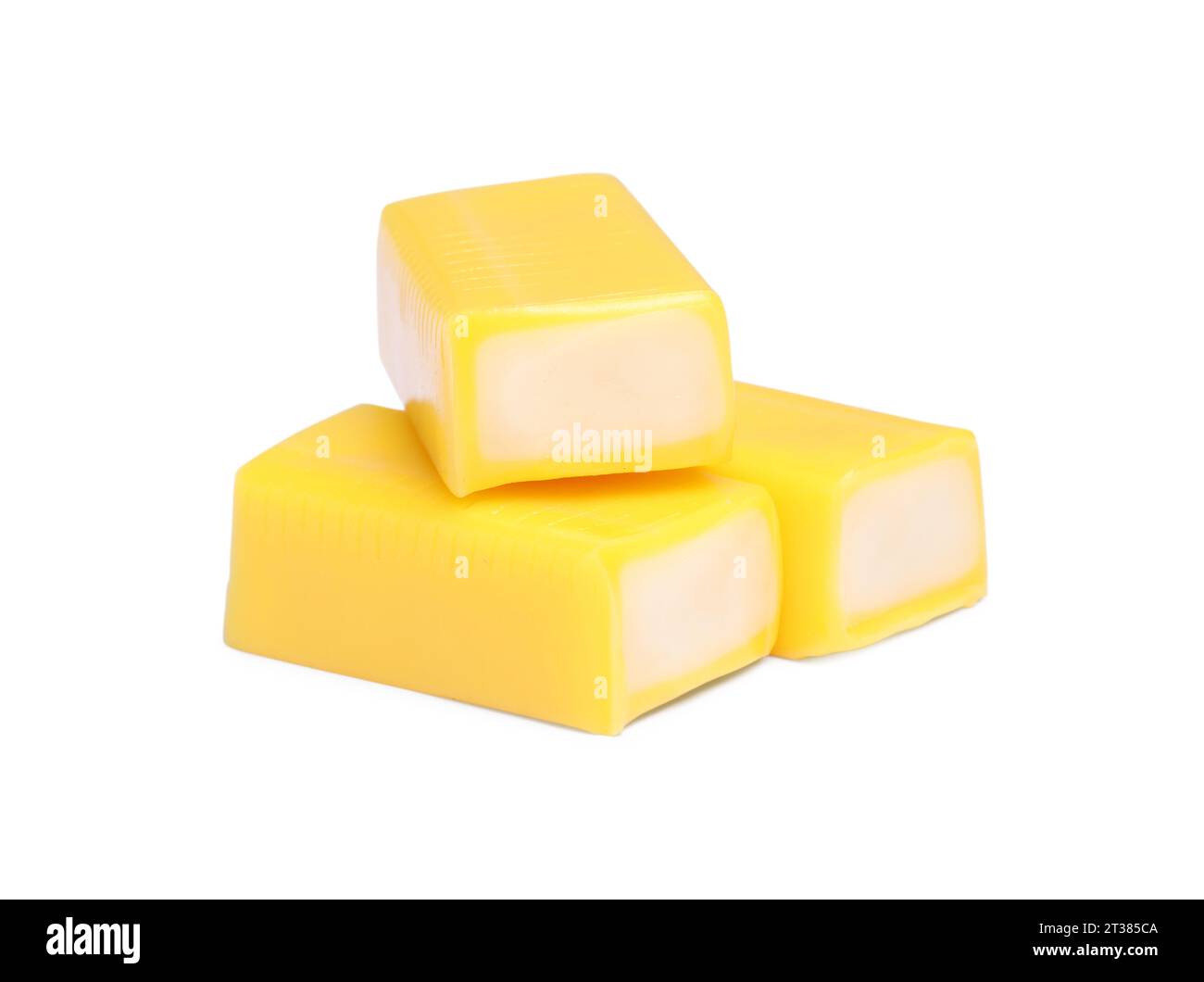 Tasty yellow bubble gums isolated on white Stock Photo - Alamy