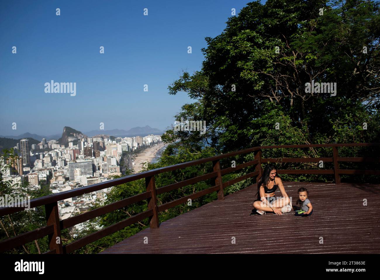 Brazilian diving athlete Giovanna Pedroso, 24, sits on a lookout point ...