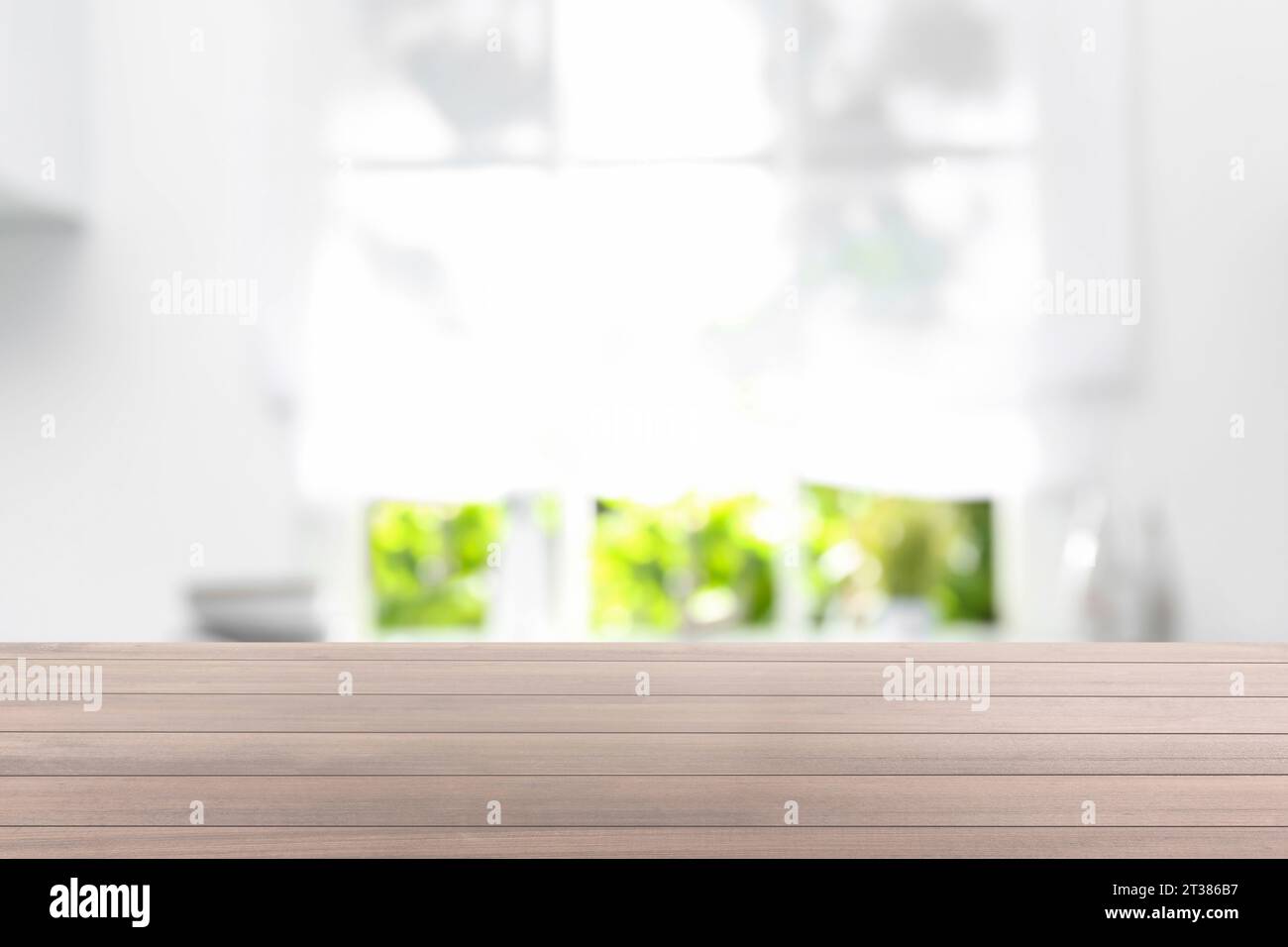Empty wooden table against window indoors. Space for design Stock Photo ...