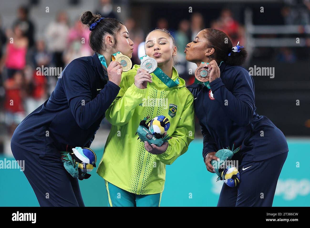Santiago, Chile. 23rd Oct, 2023. Silver medal Flavia Saraiva of Brazil ...